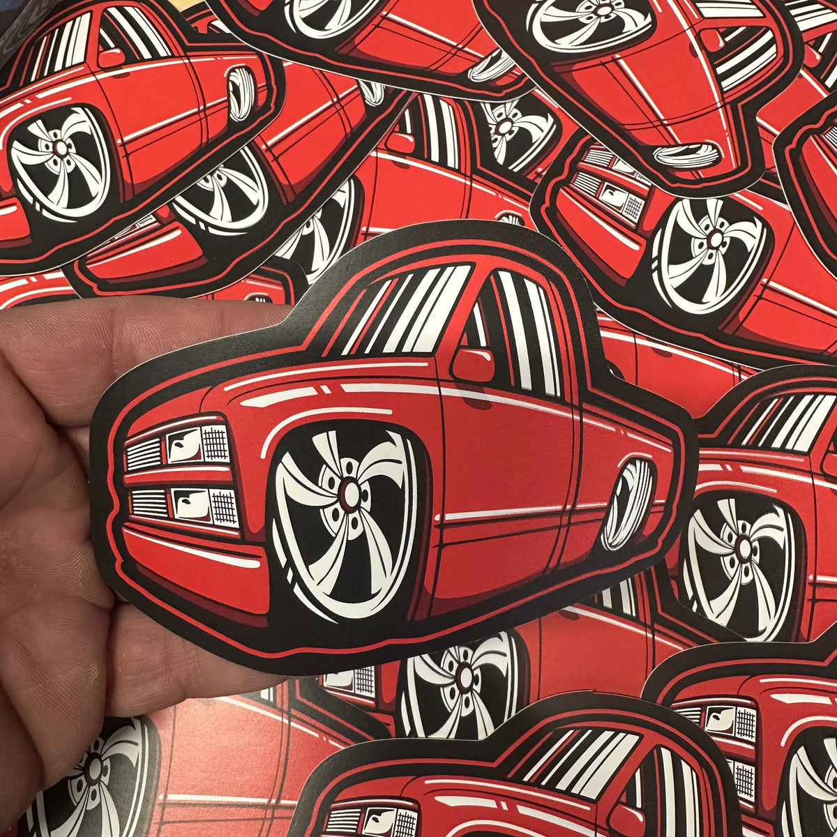 RED OBS CHEVY REG CAB STICKER – Drop Em wear clothing