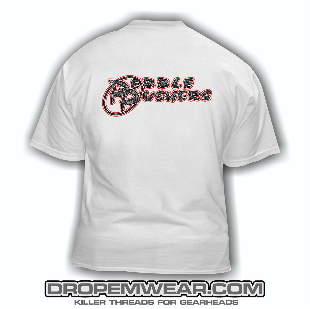 PEBBLE PUSHERS RED PAISLEY LOGO SHIRT (WHITE) – Drop Em wear clothing