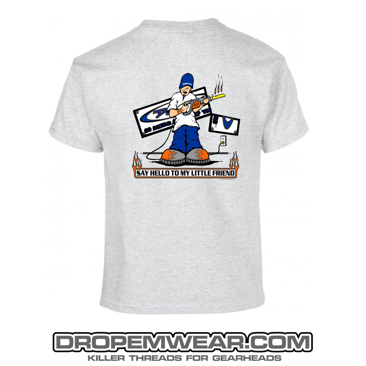 THROWBACK DROP EM WEAR SAY HELLO TO MY LITTLE FRIEND T-SHIRT(GREY ...