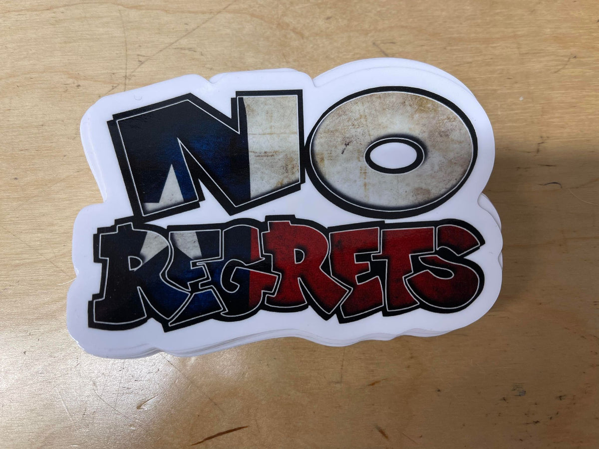 NO REGRETS TEXAS FLAG STICKER – Drop Em wear clothing