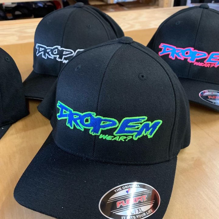 2-TONE OG LOGO BLUE WITH LIME /BLACK CURVED BILL FLEX FIT – Drop Em ...