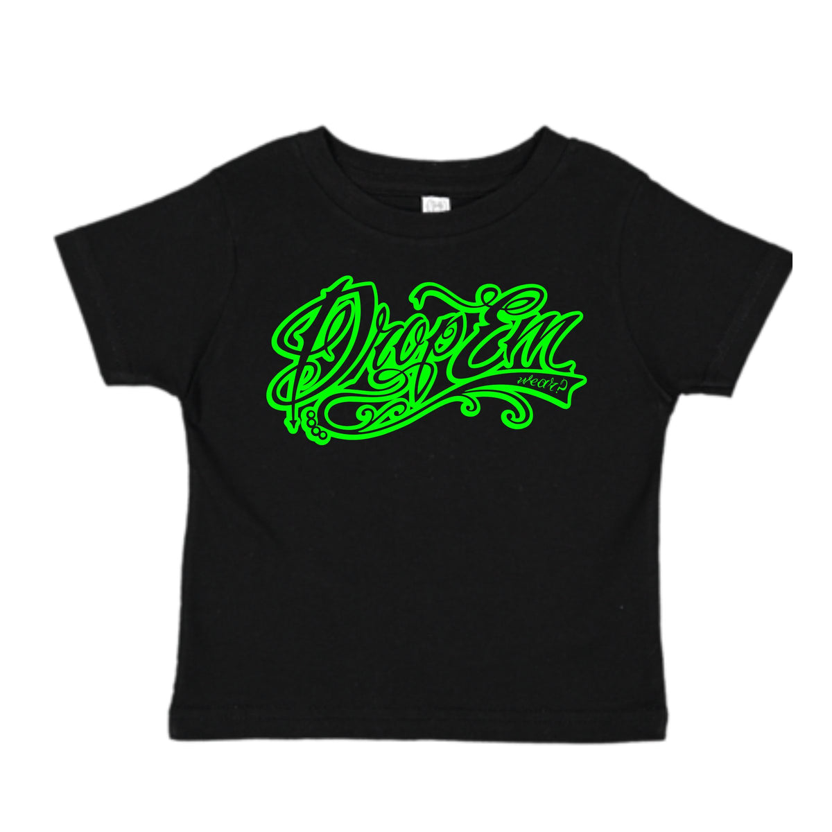 DROP EM WEAR KIDS T-SHIRT SCRIPT LIME BLACK – Drop Em wear clothing
