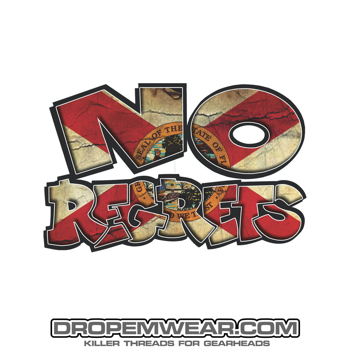 NO REGRETS FLORIDA FLAG STICKER – Drop Em wear clothing